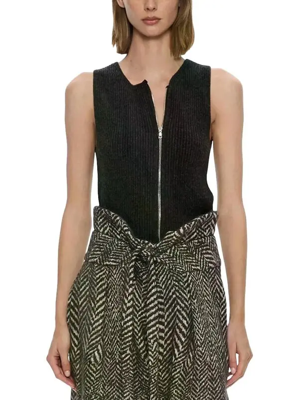 Christopher Esber Isolde Zipped Ribbed Tank Top - Black