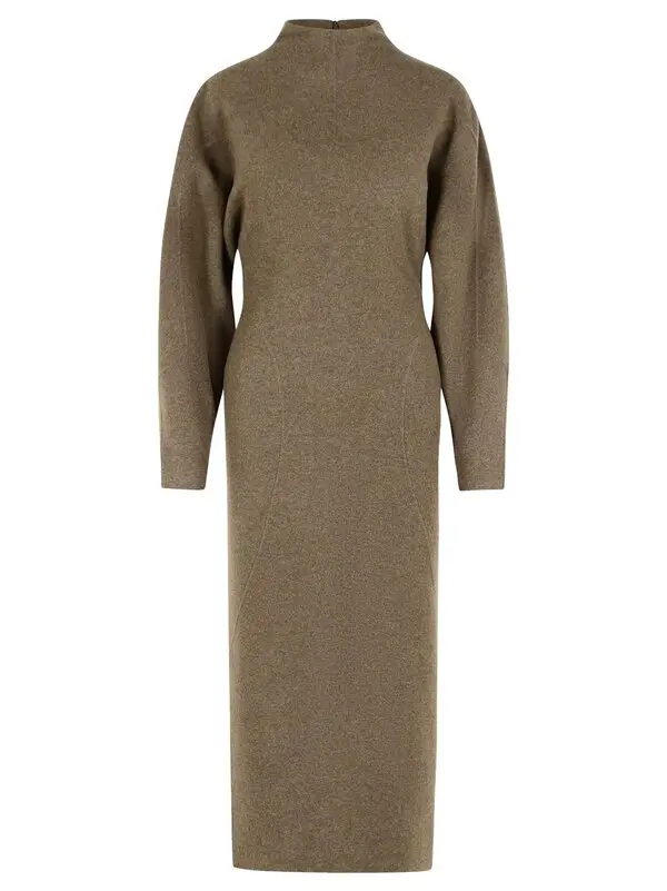 Max Mara Tenuta' Wool And Mud Jersey Dress - Brown