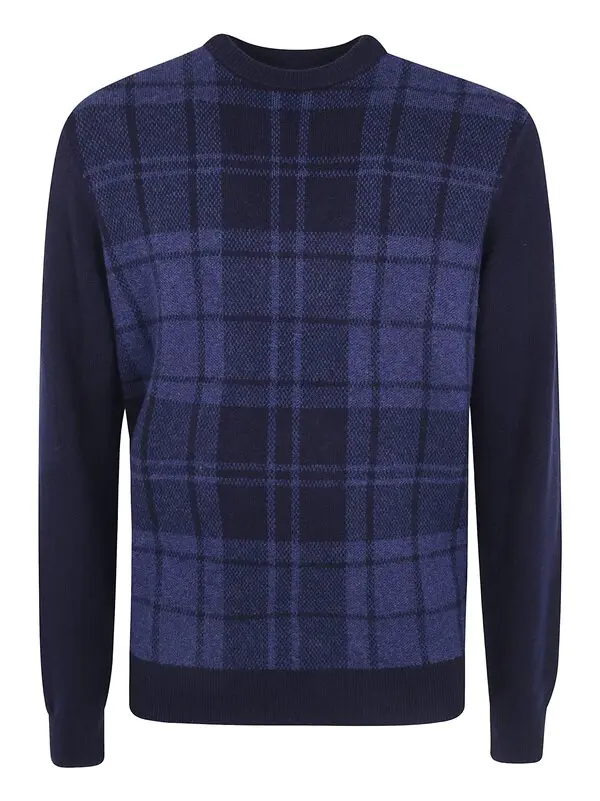 Barbour Crewneck Sweater "mineral Tartan - Blue