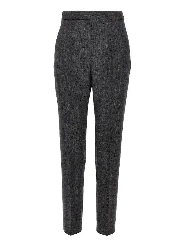 JIL SANDER Pinstriped Wool Tailored Pants - Grey