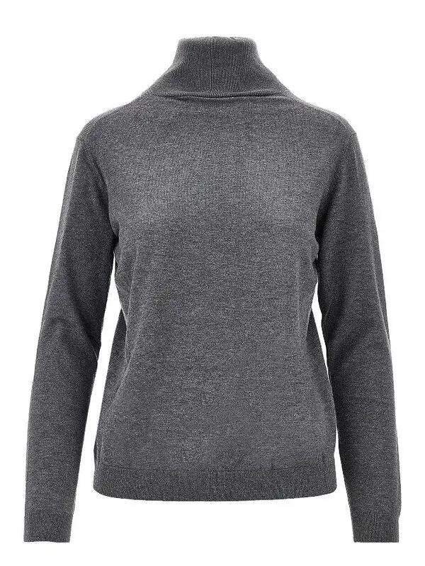 Max Mara Silk And Wool-blend Knitted Turtleneck - Grey