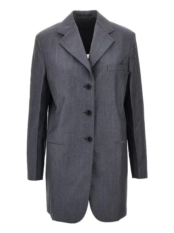 JIL SANDER Fil-à-fil Wool Tailored Jacket - Grey
