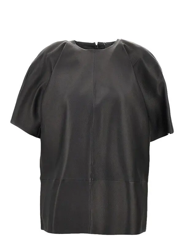 TOTEME Nappa Leather Cocoon Top - Black