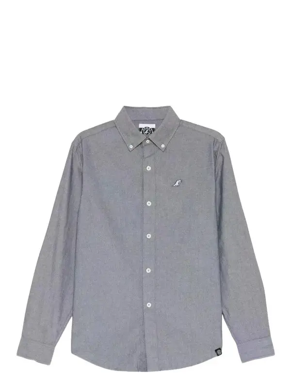 AGNES B. Dino Embroidered Oxford Shirt - Grey
