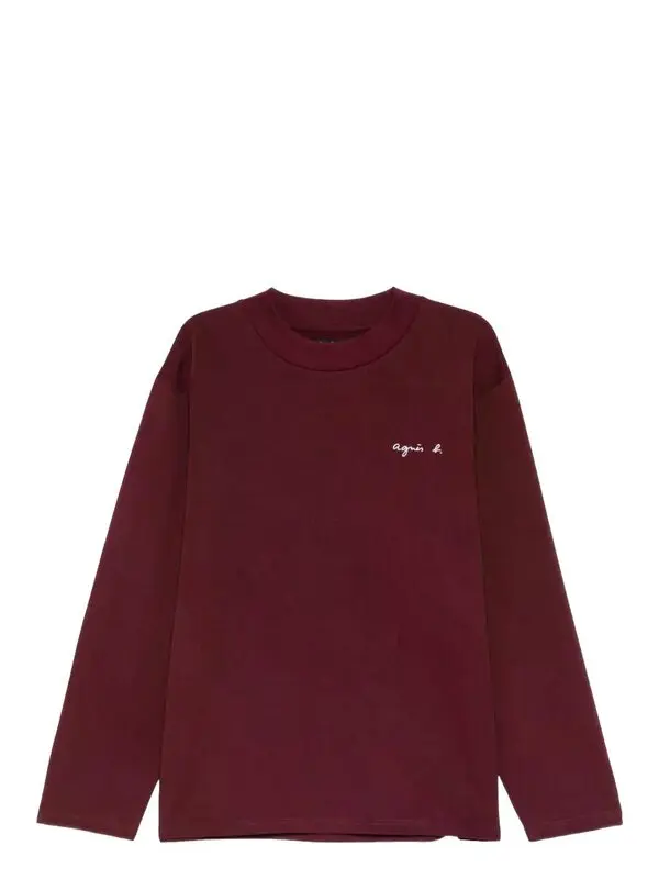 AGNES B. Logo-embroidered Long-sleeve T-shirt - Red