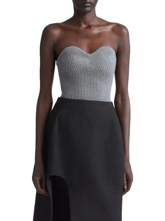JIL SANDER Heart Bustier Wool Blend Top - Basalt