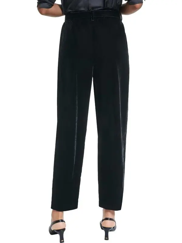 Karl Lagerfeld Paris Velvet Skinny Pants With Rhinestone Belt - Black