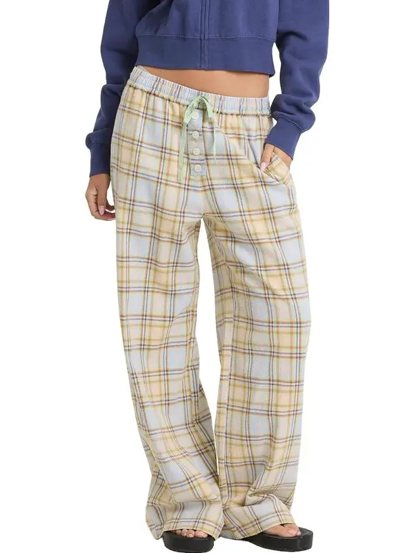 BILLABONG Coastal Breeze Flannel Wide Leg Pants - Cornflower
