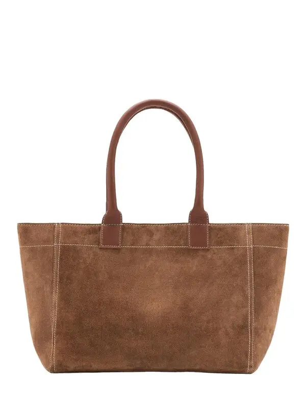 Mango Suede Leather Tote - Sand