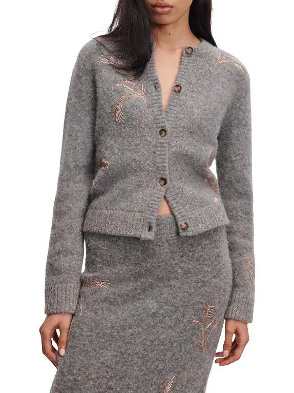 Rag & Bone Iris Beaded Cardigan - Grey