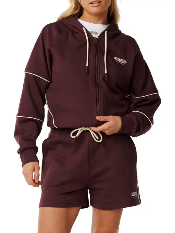 Rip Curl Since 1969 Dropped Shoulder Full Zip Hoodie - Fudge