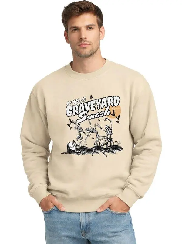 SIMPLY SAGE MARKET Graveyard Smash Skeleton Sweatshirt - Dust