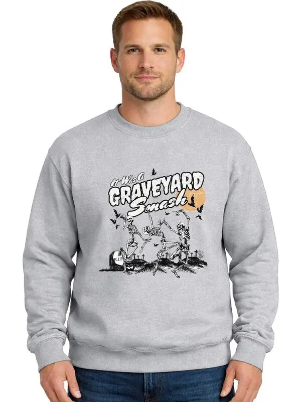 SIMPLY SAGE MARKET Graveyard Smash Skeleton Sweatshirt - Graphite