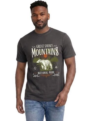 SIMPLY SAGE MARKET Great Smokey Mountains National Park Bear Garment Dyed T-shirt - Pepper