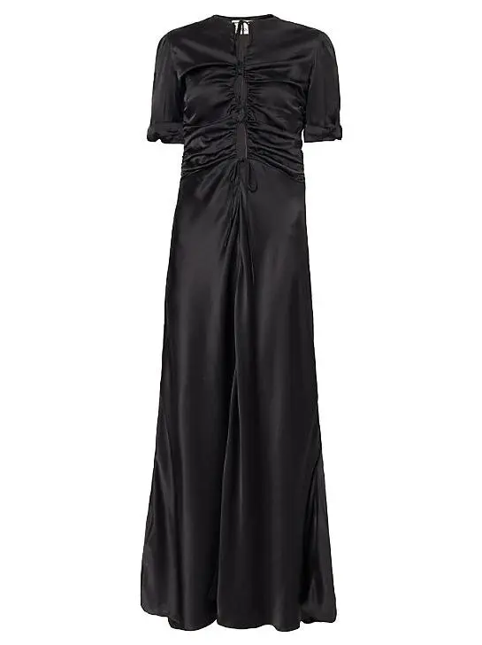 Isabel Marant Étoile Louane Gathered Silk Midi Dress - Black