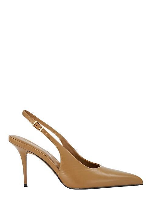 DUNE Cai Leather Heeled Slingback Courts - Toffee Leather