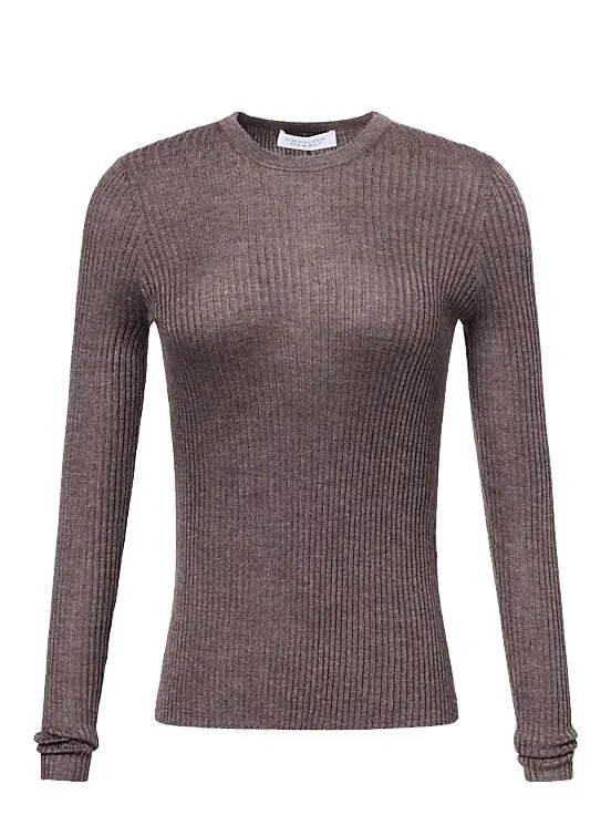 Gabriela Hearst Browning Rib Knit Cashmere-silk Top - Walnut