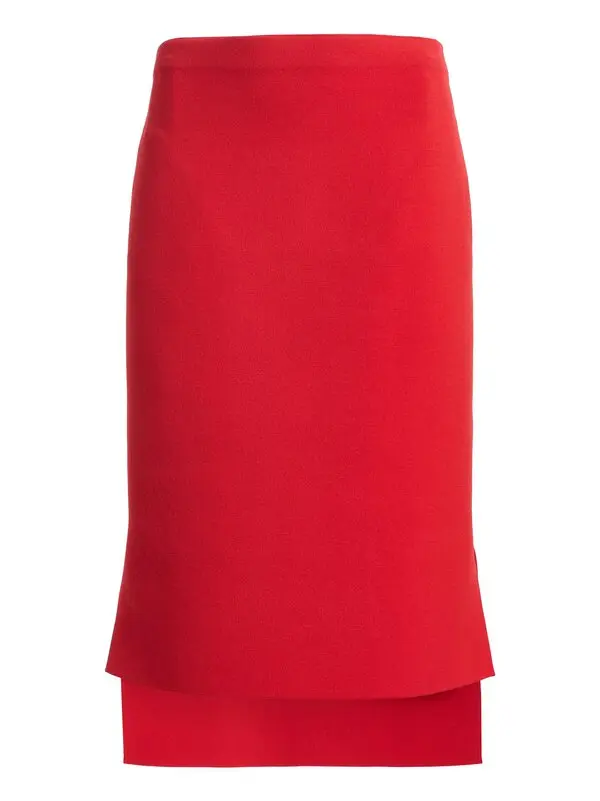 Brandon Maxwell The Gigi Compact Viscose Knee Skirt - Red