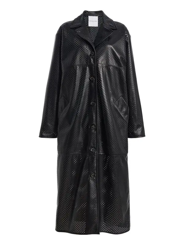 Brandon Maxwell The Beck Perforated Leather Driving Coat - Black