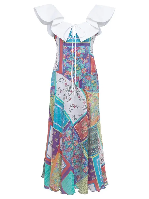 SIEDRES Caenes Patchwork-print Midi Dress - Multi