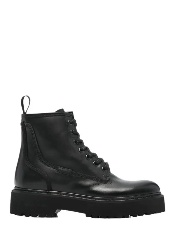 Woolrich Leather Biker Boots - Black