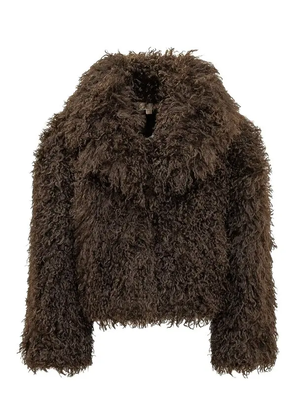 Michael Kors Cropped Faux Fur Peacoat - Chocolate