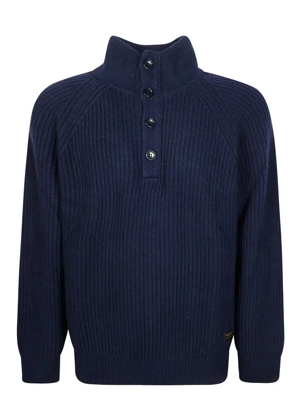 Filson Bristol Cardigan Sweater In Tacoma Wool - Blu