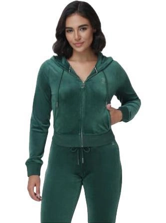 Juicy Couture Luxe Velour Rhinestone Zip Hoodie, - Junebug