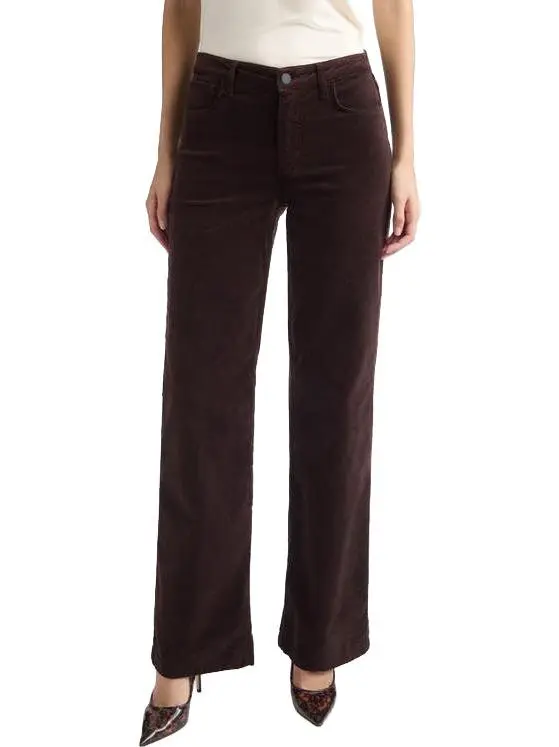 L'Agence Scottie Wide Leg Velvet Pants - Dark Java