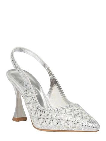 FOREVER & ALWAYS SHOES Megan Embellished Stiletto Pump - Silver