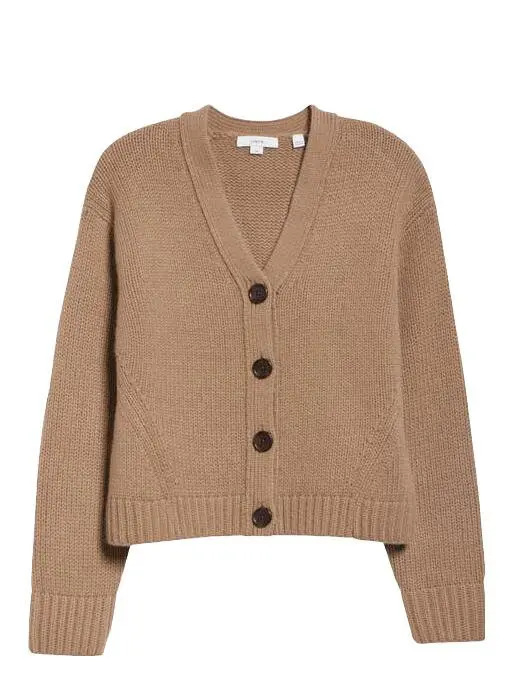 Vince Wool & Cashmere Boxy V-neck Cardigan - Camel