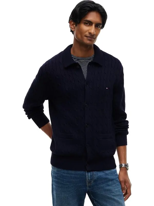 Tommy Hilfiger Cable Knit Cardigan - Navy Blue