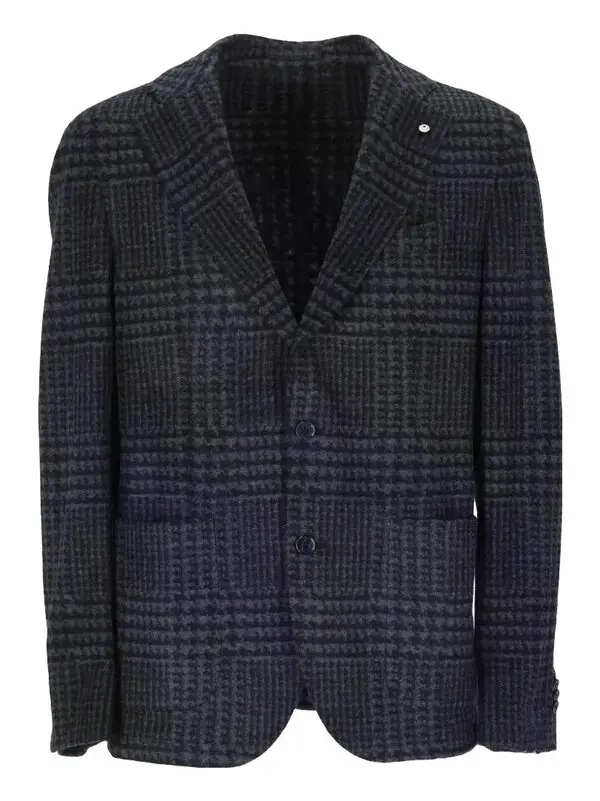 L.B.M. 1911 Check-pattern Single-breasted Jacket - Blue