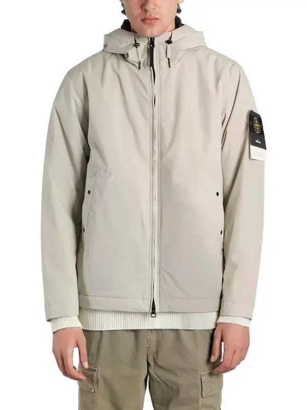 Stone Island 4100108 Soft Shell-r_e.dye® Technology Hooded Jacket With Wind- And Water-resistant Membrane - Neutrals