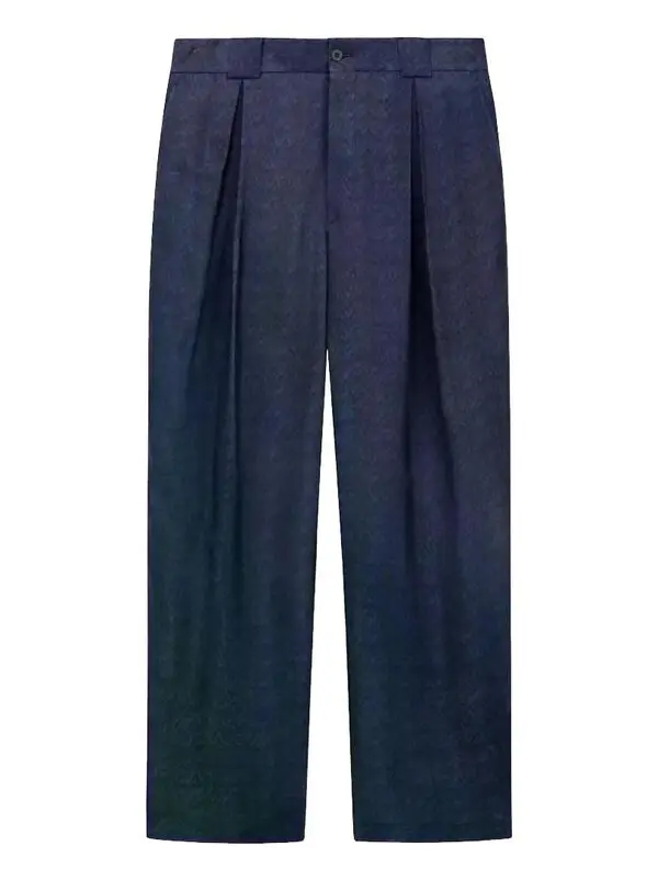 Giorgio Armani Chevron-pattern Pleated Trousers - Blue