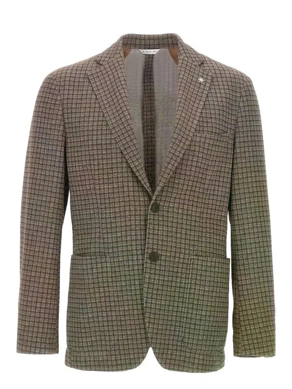 MANUEL RITZ Checked Single-breasted Blazer - Brown