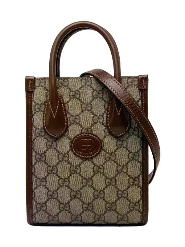 Gucci 2016-2026 Mini Gg Supreme Interlocking G Satchel - Neutrals