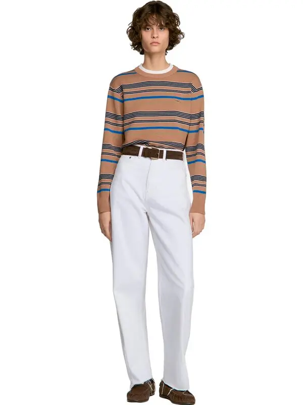 Sandro Layered Effect Striped Sweater - Camel