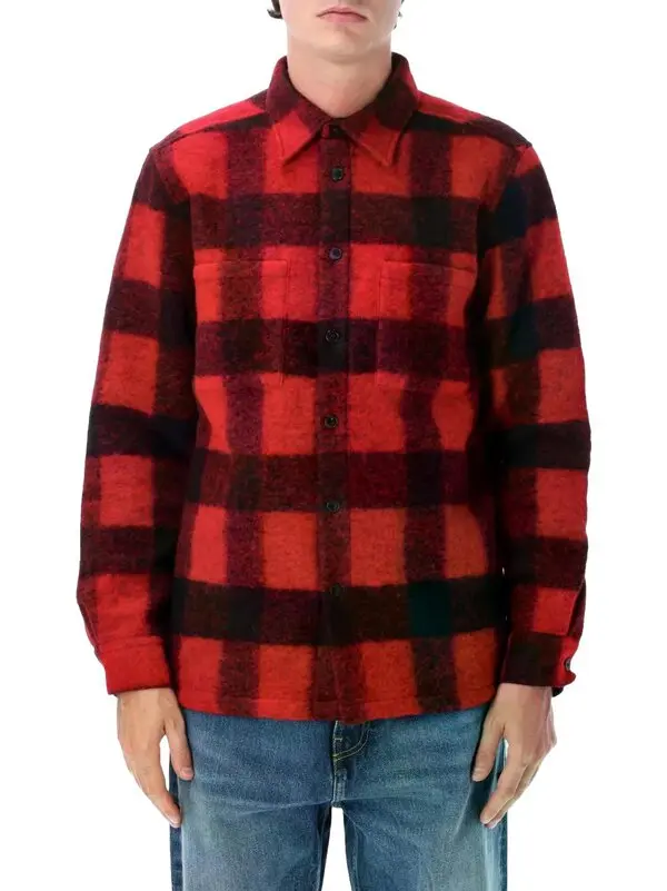 Portuguese Flannel Big Buffalo Check Flannel Overshirt - Red