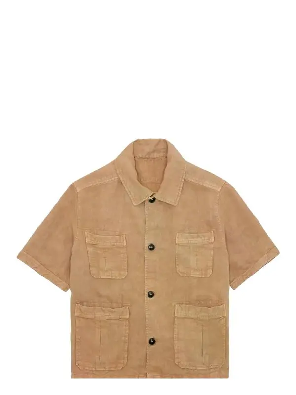 FORTELA Bohem Short-sleeve Linen Shirt - Neutrals