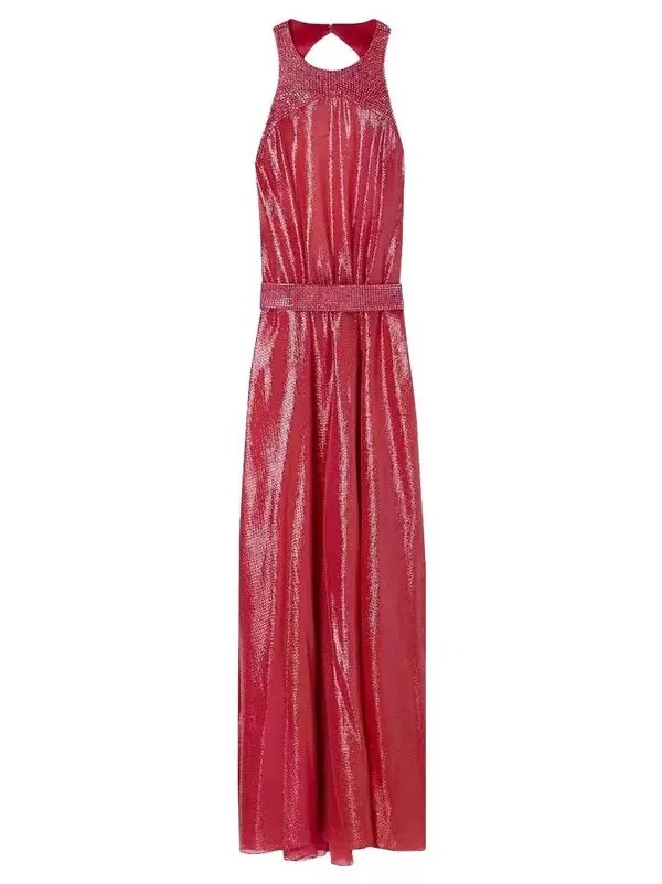 Giorgio Armani Crystal-embellished Halterneck Maxi Dress - Red