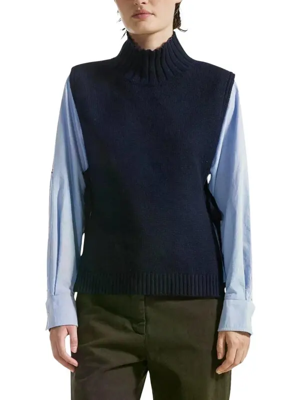 Seventy High-neck Side-tie Vest - Blue