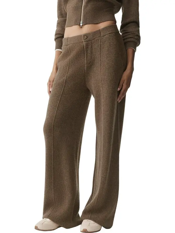 Alo Yoga Cashmere Wool Low-rise Harmony Trouser Regular - Java Brown Heather