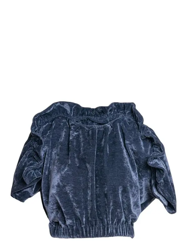 ARTISTA Poppy Velvet Cropped Top - Blue
