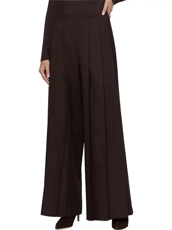 L'Agence Nova Pleated Wide Leg Pants - Dark Java