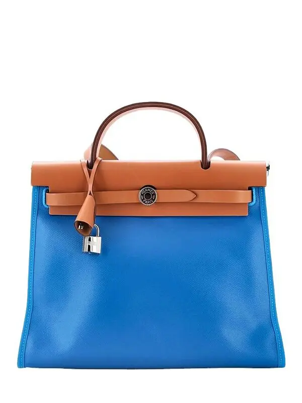 Hermès Herbag Zip Canvas & Leather Shoulder Bag - Blue