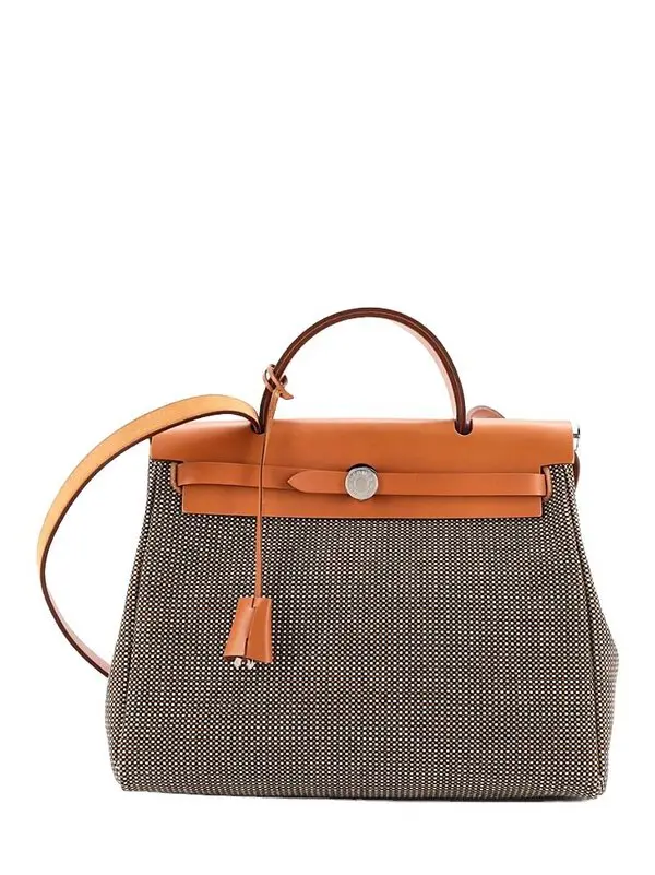 Hermès Herbag Zip Canvas & Leather Shoulder Bag - Black