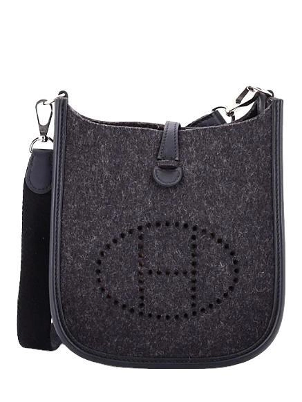Hermès Tpm Evelyne Gen Iii Felt & Leather Trim Crossbody - Gray