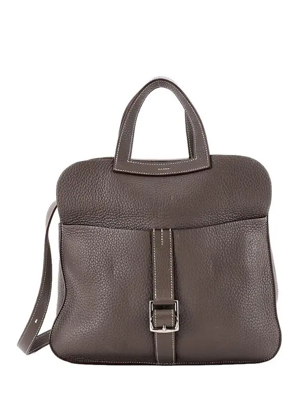 Hermès Halzan Convertible Leather Shoulder Bag - Gray