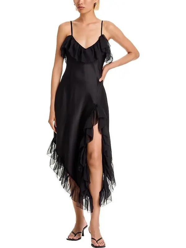 Aqua Ruffle Maxi Dress Exclusive - Black